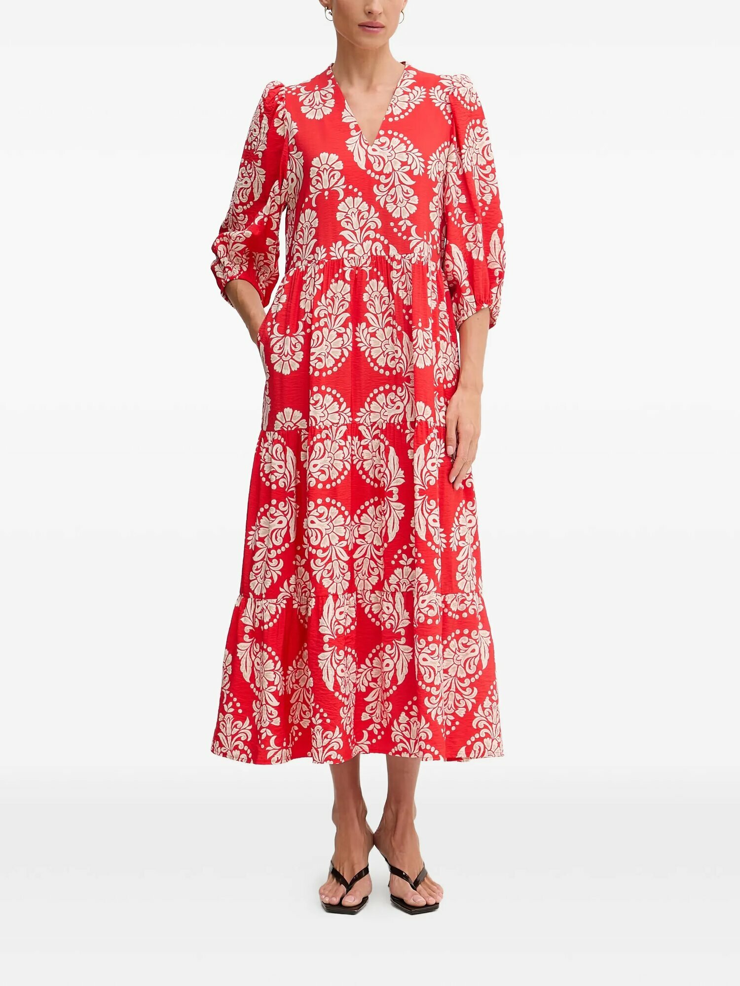 Платье Damask-print tiered midi dress