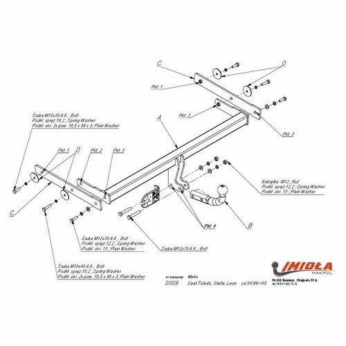 Фаркоп VOLKSWAGEN (POLO htb. (6R) (excl. BlueMotion, GT, GTI, WCR)) IMIOLA s009