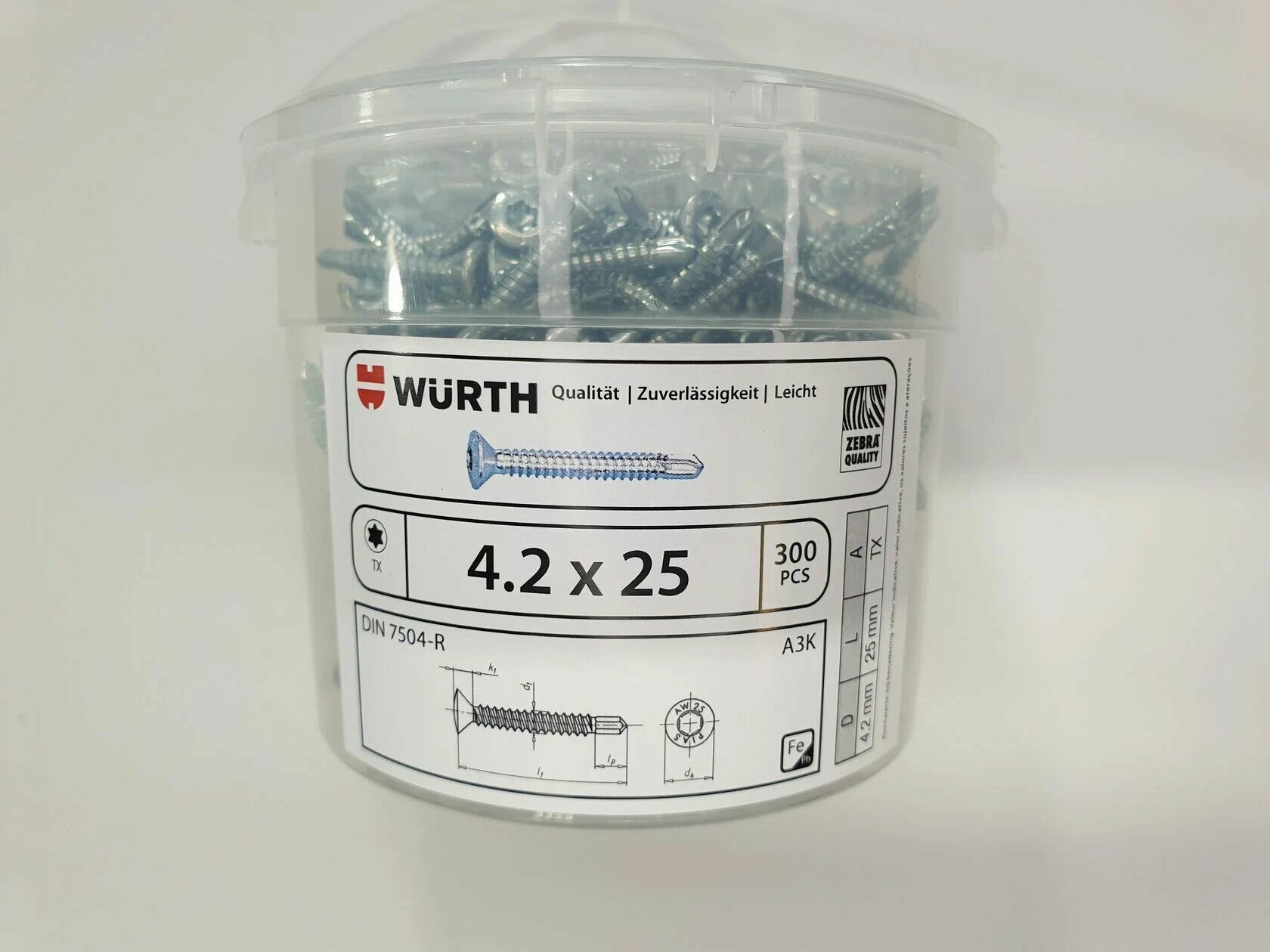 Саморез по металлу DIN 7504-R 4.2x25 (300 pcs) WURTH, Германия
