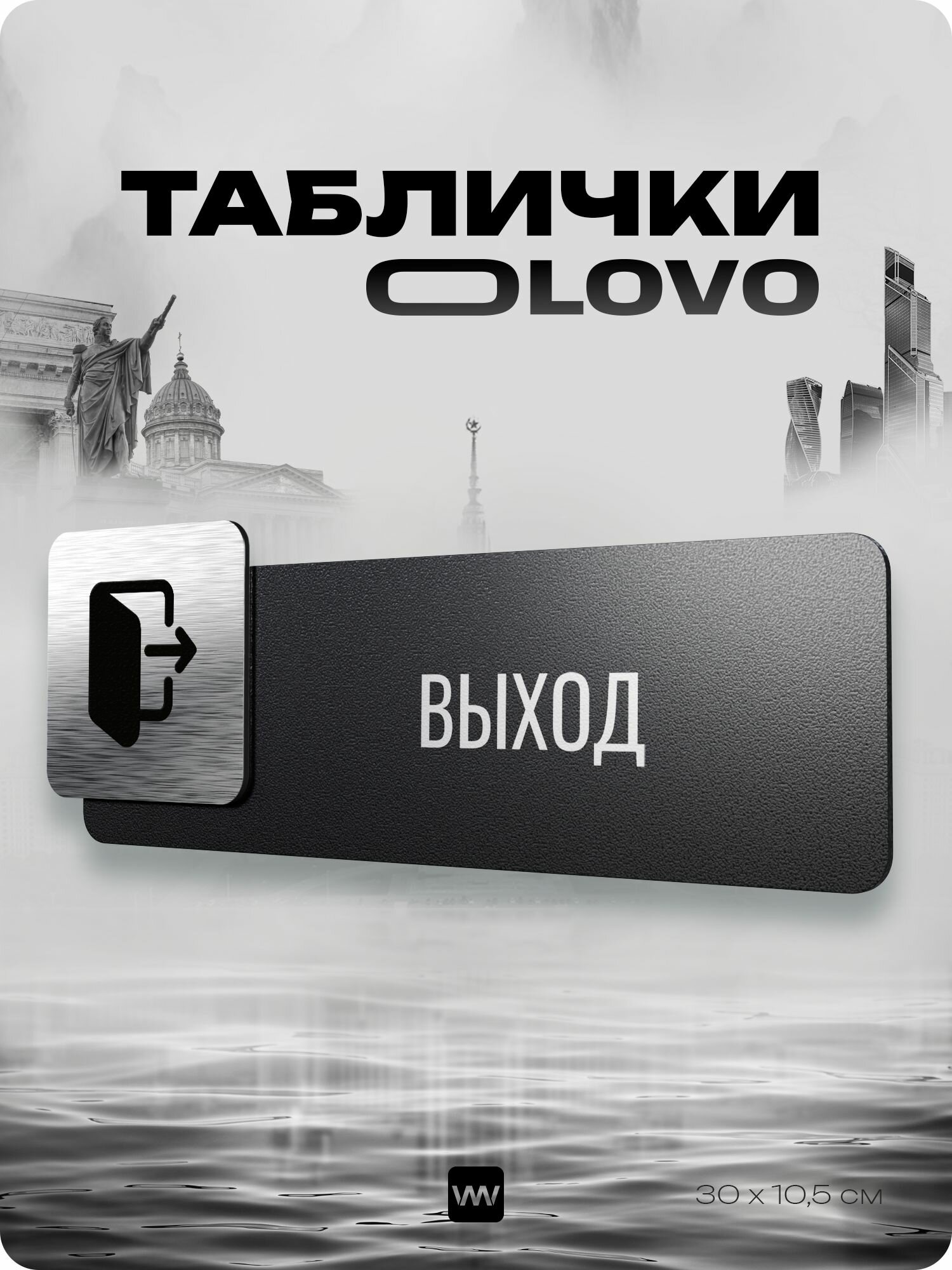 Табличка "Выход" на дверь, стену, для офиса, общественного места, ресторана, серия OLOVO/олово SLV, Айдентика Технолоджи