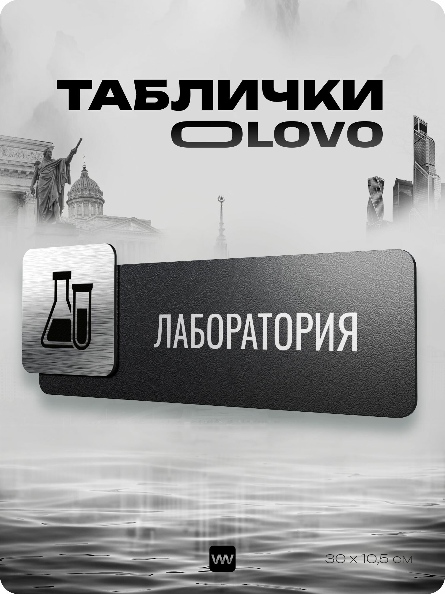Табличка "Лаборатория" на дверь, для офиса, общественного места, ресторана, серия OLOVO/олово SLV, Айдентика Технолоджи