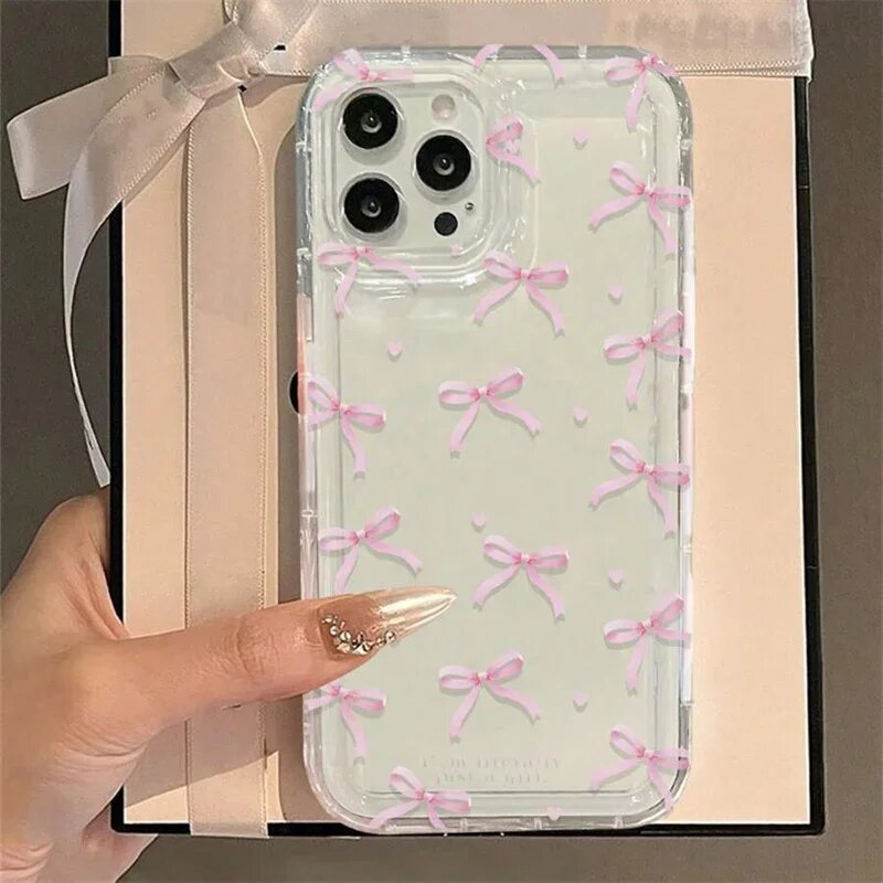 Прозрачный чехол с розовыми бантами для iPhone 11 Pro Max, T7765