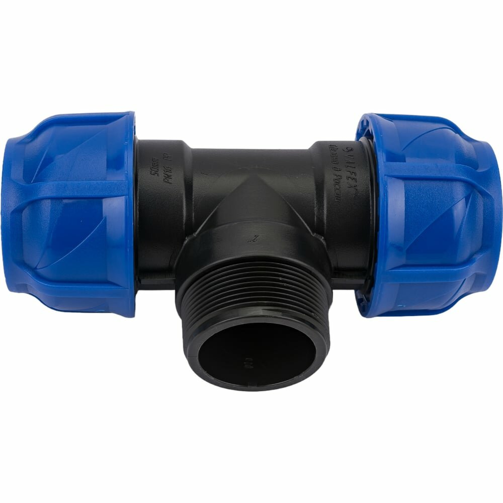 Компрессионный переходной тройник VALFEX ПНД, с наружной резьбой, 50-2"-50 1210025020050