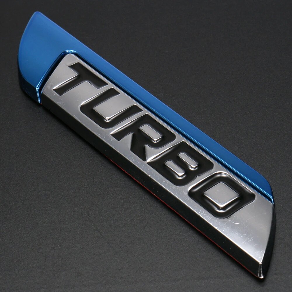Турбо логотип для авто, синий/красный, 11.8x2.3 см
