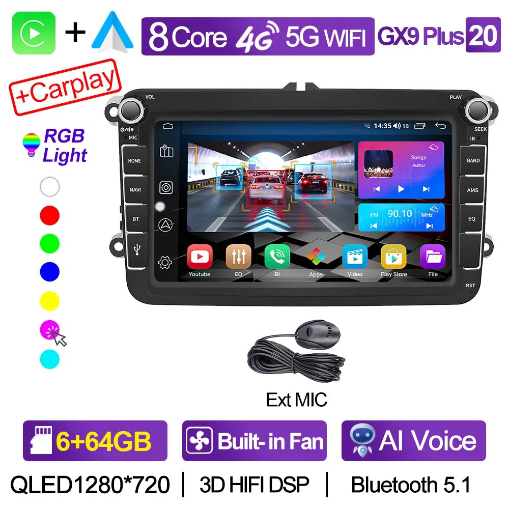 Автомобильный радиоприемник CAIXI для VW Volkswagen Passat B7 B6 Golf Touran Polo GX9 Plus(6-64GB)-0