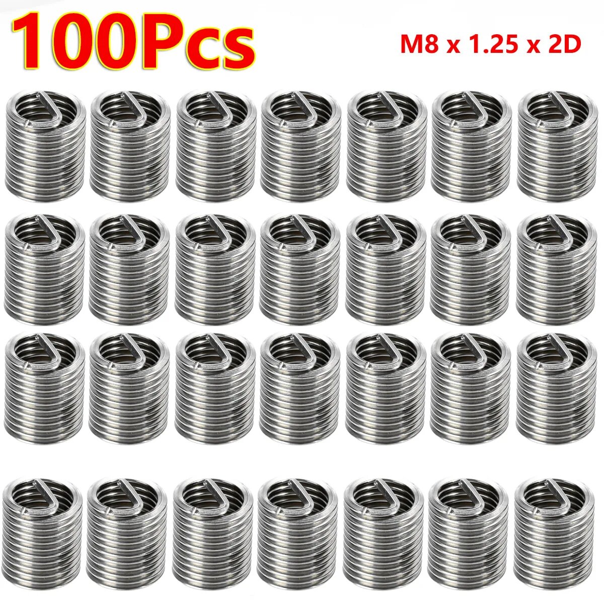 Резьбовые вставки M8 x 1.25 x 2D из нержавеющей стали 304, набор из 100 шт.