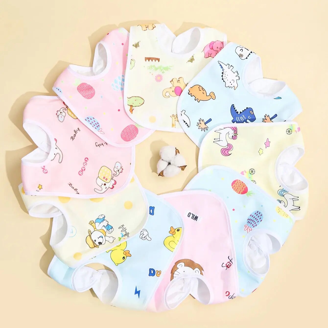 Детские нагрудники из хлопка, набор 4/6/8/10 шт. Random 6pcs, mix