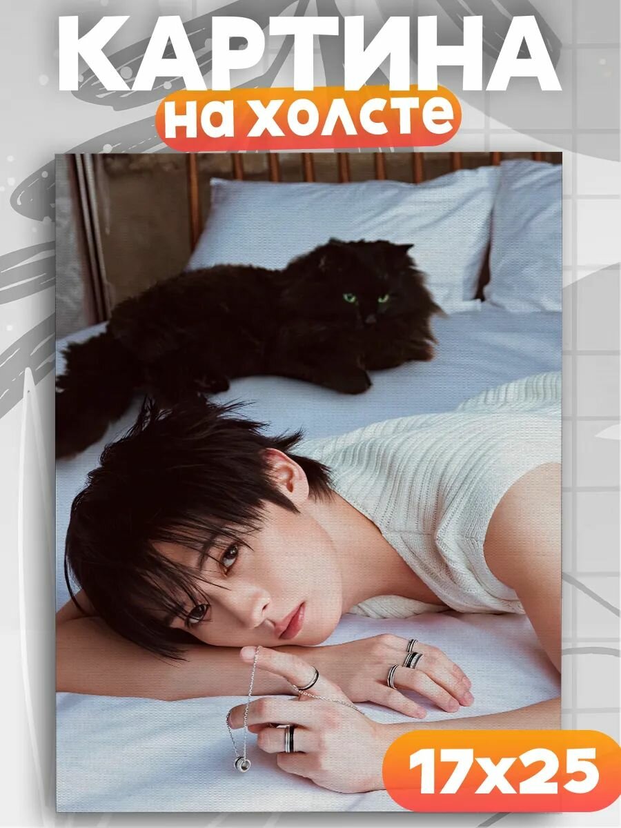 Картина на стену Ли Минхо Stray kids кпоп, на подрамнике, 1шт, 25х17 размер.
