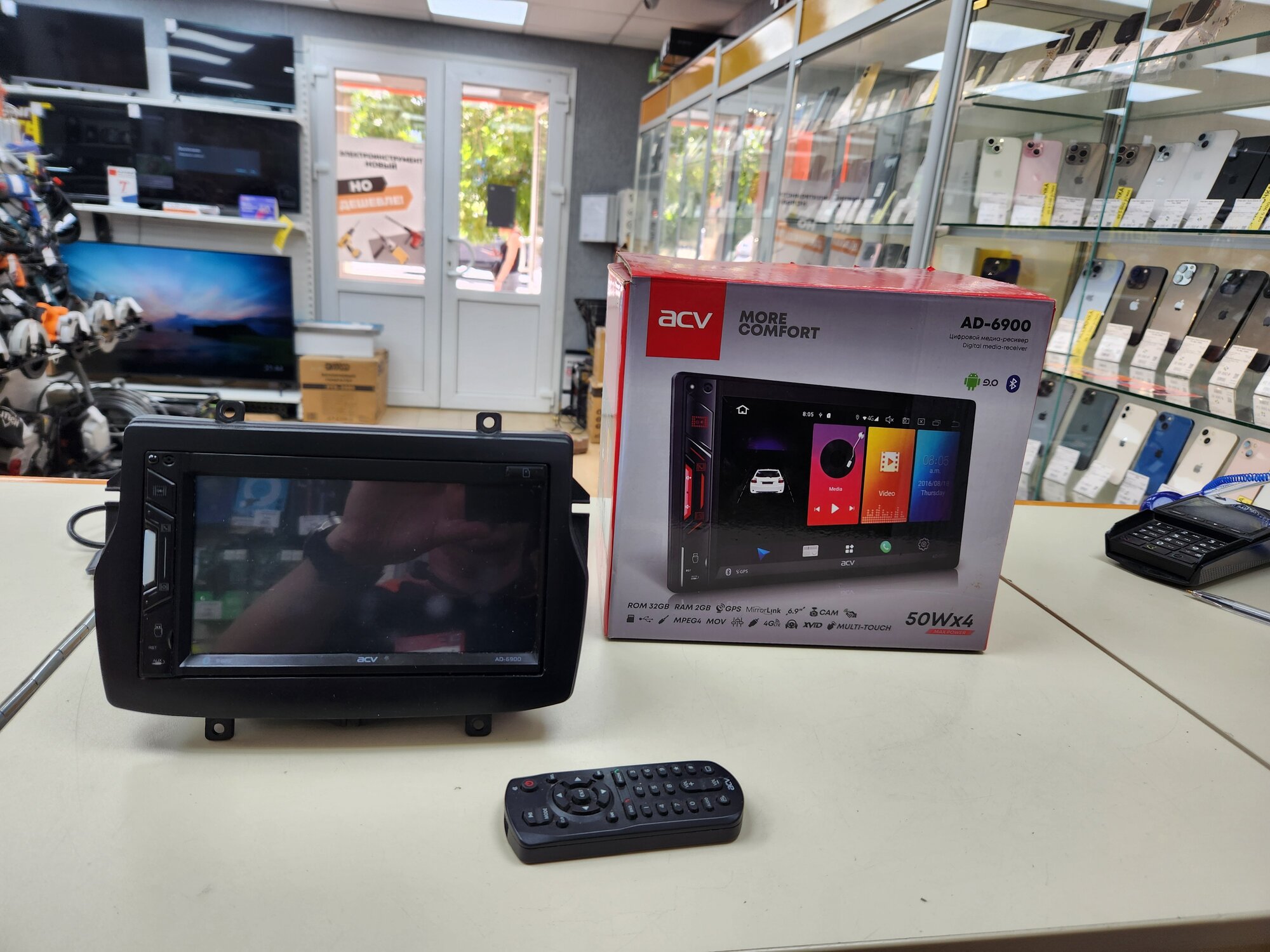 Автомагнитола ACV AD-6900 (2din EURO/мультимедиа/6.9"/Android 9/1024*600/2+32Гб/FM/AM/USB/RDS/SD/4*50/BT/GPS/4G) Б/У уценка