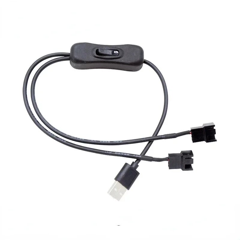 От 1 до 2 USB до 4-контактного ШИМ 5 В USB-разъем адаптера питания вентилятора с переключателем включения и выключения