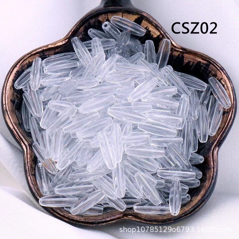 Стеклянные бусины 4x11 мм, белые CSZ02