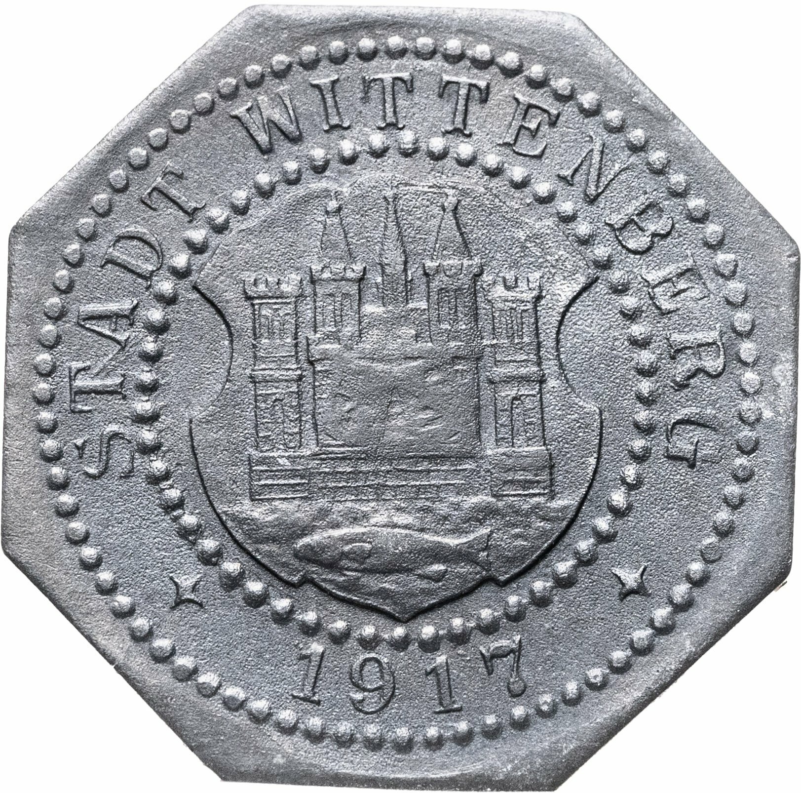 Германия "Виттенберг" 10 пфеннигов 1917 нотгельд, Цинк, в сохранности VF