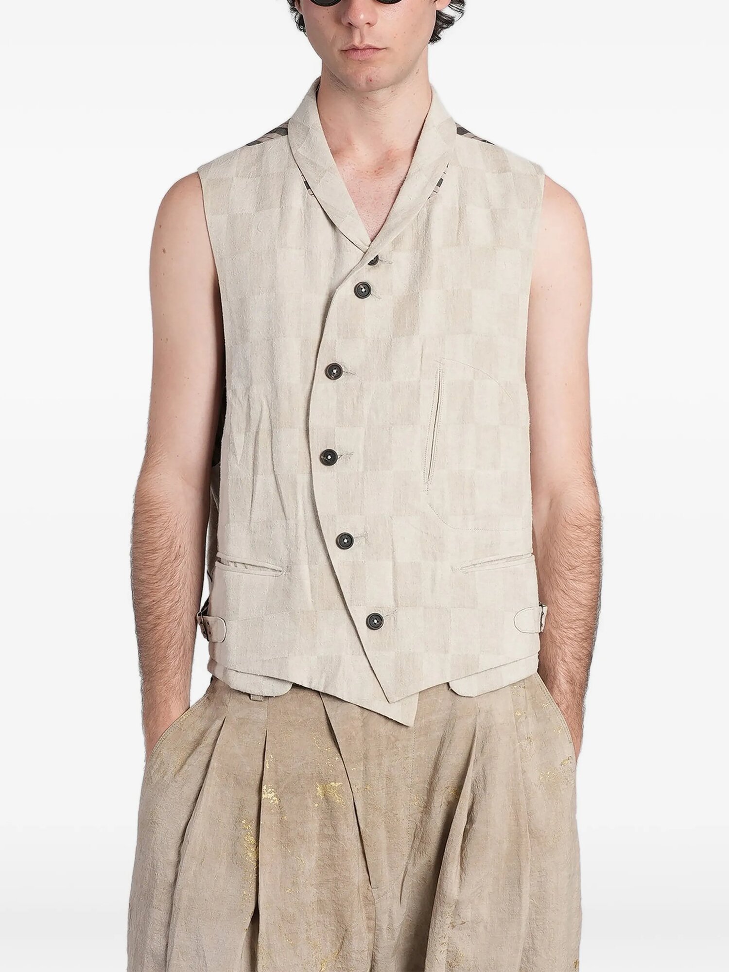 Пальто Check-pattern asymmetric waistcoat