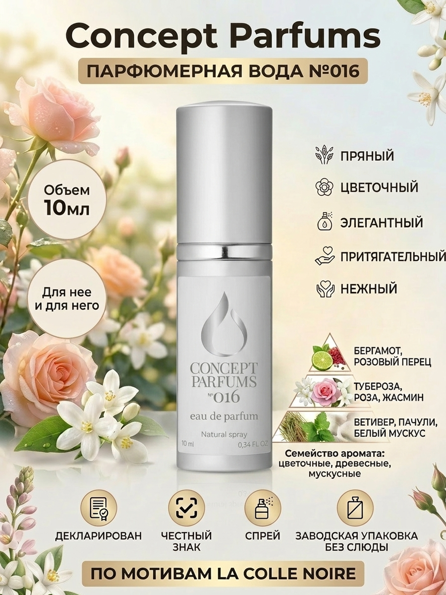 Concept Parfums 016 Парфюмерная вода Унисекс 10мл древесные, фужерные, мускусные
