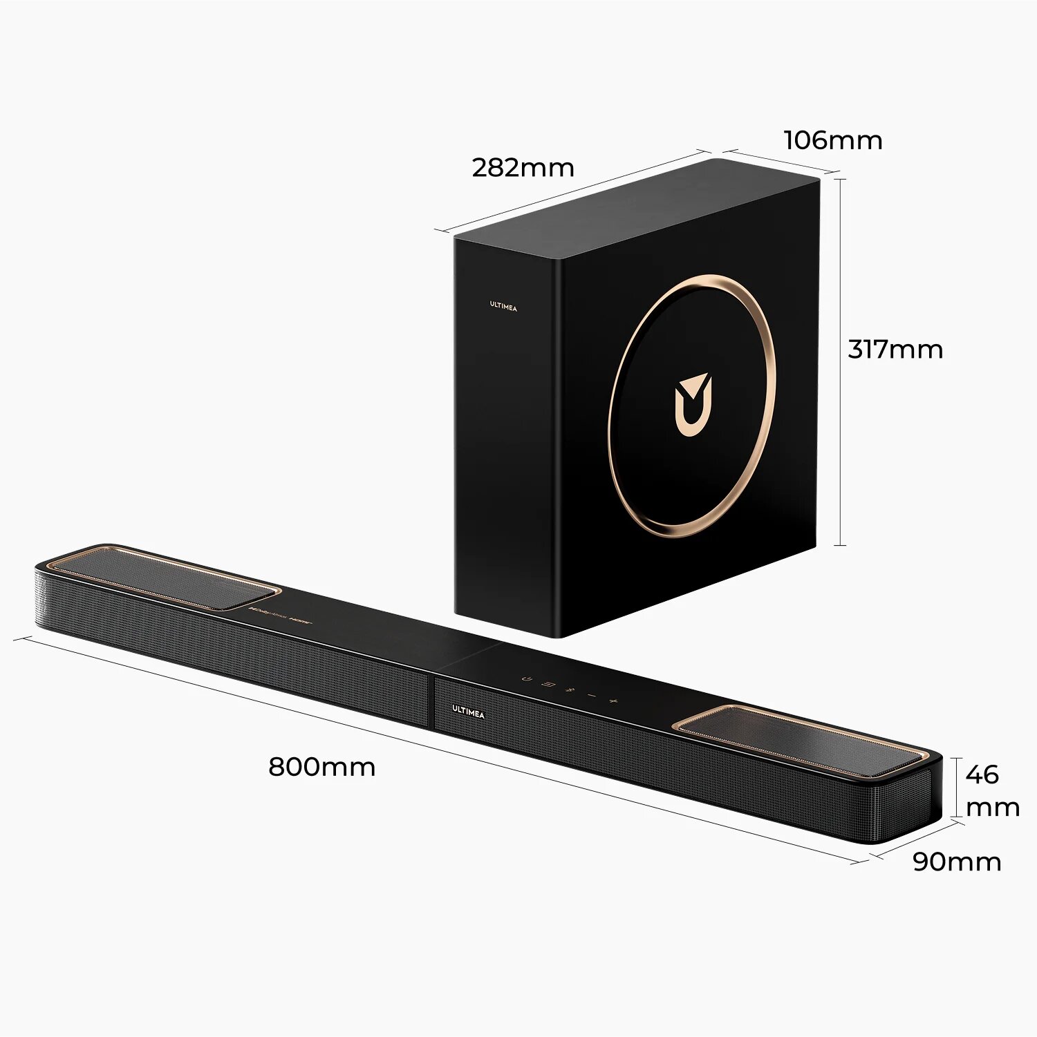 Звуковая панель ULTIMEA 3.1.2ch с Dolby Atmos, система объемного звука для ТВ с сабвуфером 5,25 дюйма, звуковая панель для смарт-телевизора