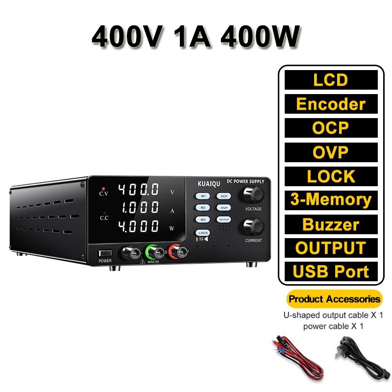 Источник питания куайку 1000V 1A DC с регулируемым напряжением 800V/600V/400V для лабораторного стола с защитой от перегрузки/переvoltaжа/M1~M3/звуковой сигнал, регулятор напряжения для тестирования