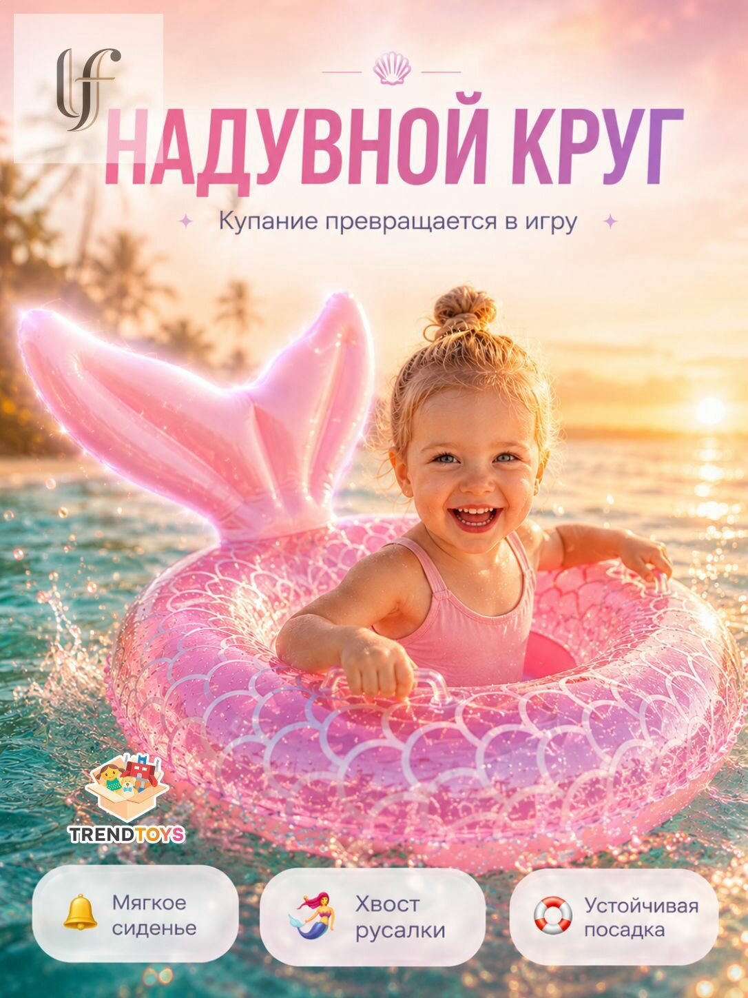 Круг для плавания детский от 1 года надувной 56 см с ручками и трусиками