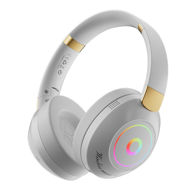 Наушники беспроводные H&S V830 Bluetooth 5.4 для игр с мягкой кожаной чехлом, белый