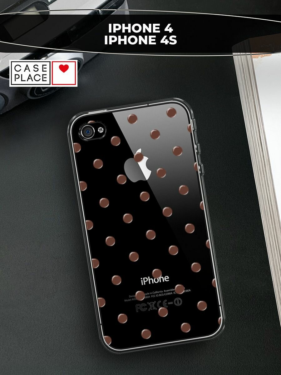 Силиконовый чехол на Apple iPhone 4/4S / Айфон 4/4S с принтом Узор в горошек