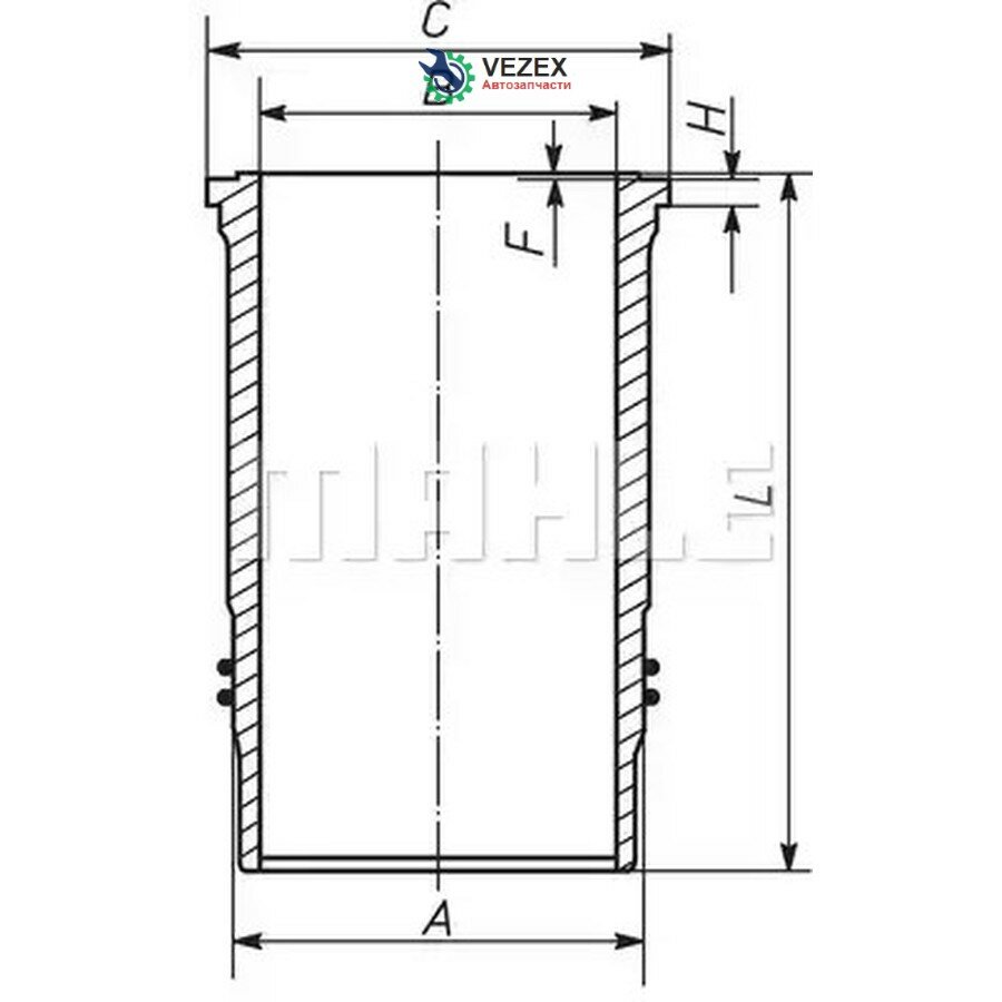 MAHLE 209WN2801 гильза! d123 H+F=9.41+0.75\RVI Premium-385/400 MIDR 06.23.56A41/B41, ЯМЗ-650
