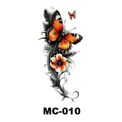 Временная татуировка с животными и цветами, MC-010, 9.8x19 см