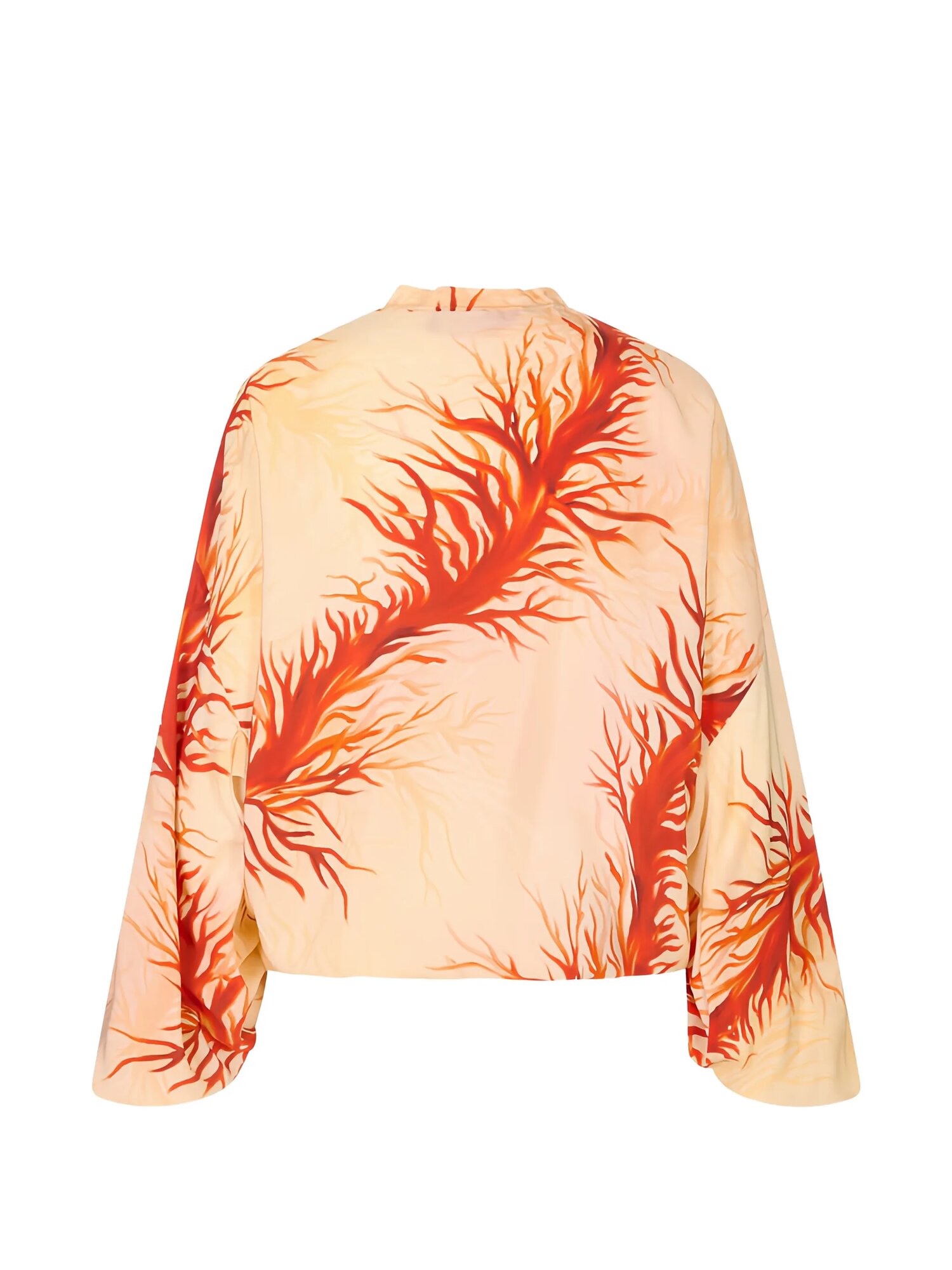 Блуза For Restless Sleepers Coral-print ruffled blouse, размер 42, разноцветный — фото 1