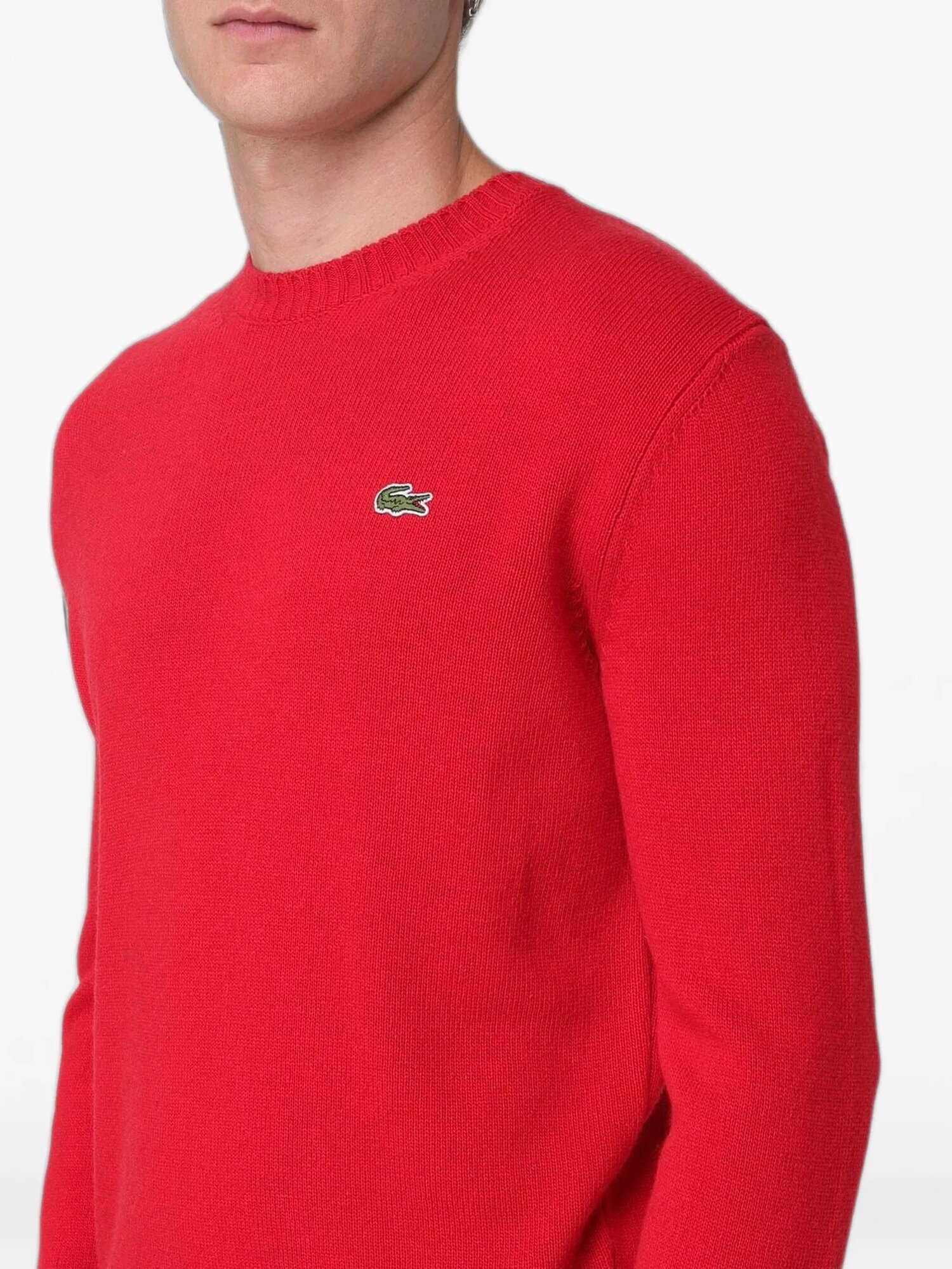 Свитер LACOSTE Logo-patch crew-neck knitwear, размер S, , красный — фото 1