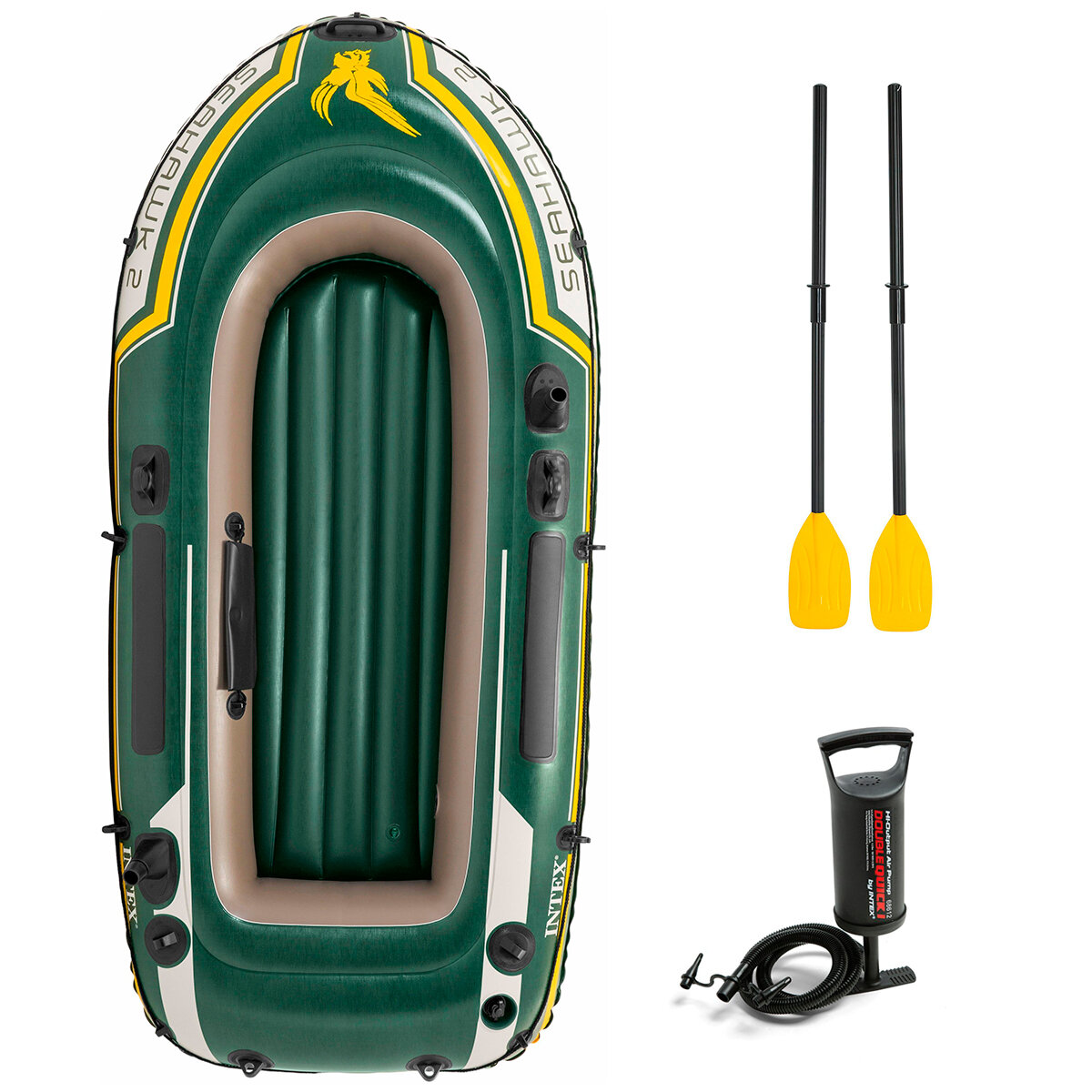 Надувная лодка SeaHawk 200-Set (Сихоук-200) двухместная INTEX 68347 вёсла, насос, 236х114х41см