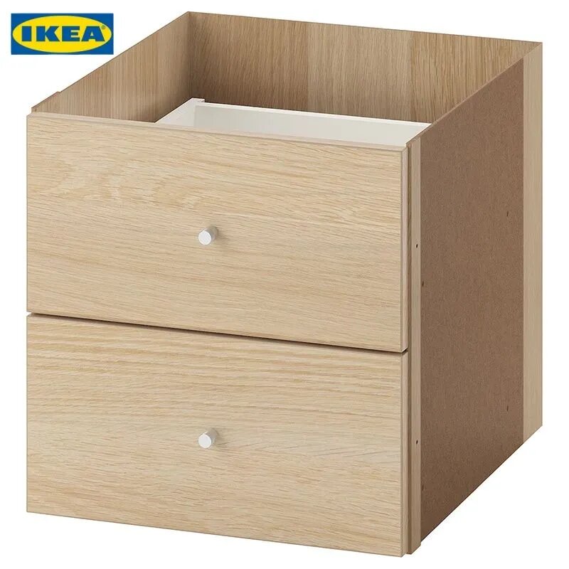 IKEA Тумба, 33х37х33 см, 2 выдвижных ящика, современный стиль, древесный цвет