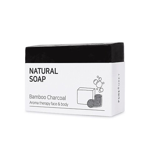 PUREFORET Мыло твёрдое с бамбуковым углём Natural Soap Bamboo Charcoal, 90 г