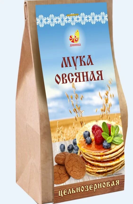 Мука цельнозерновая Овсяная 500 г, Дивинка.