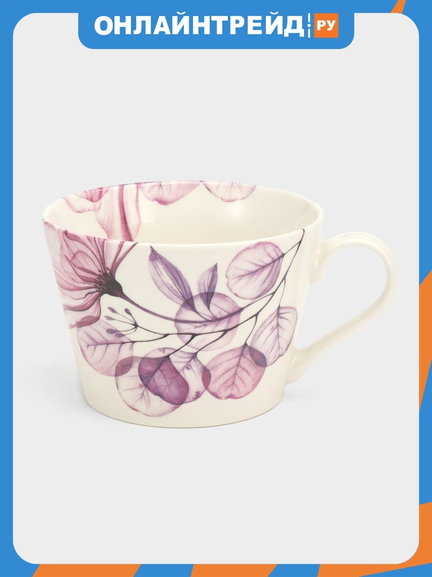 Кружка Anna Lafarg Magic flowers Азалия бордовая 480 мл, фарфор, белый (ANLAF2-TC478-A2001-B)