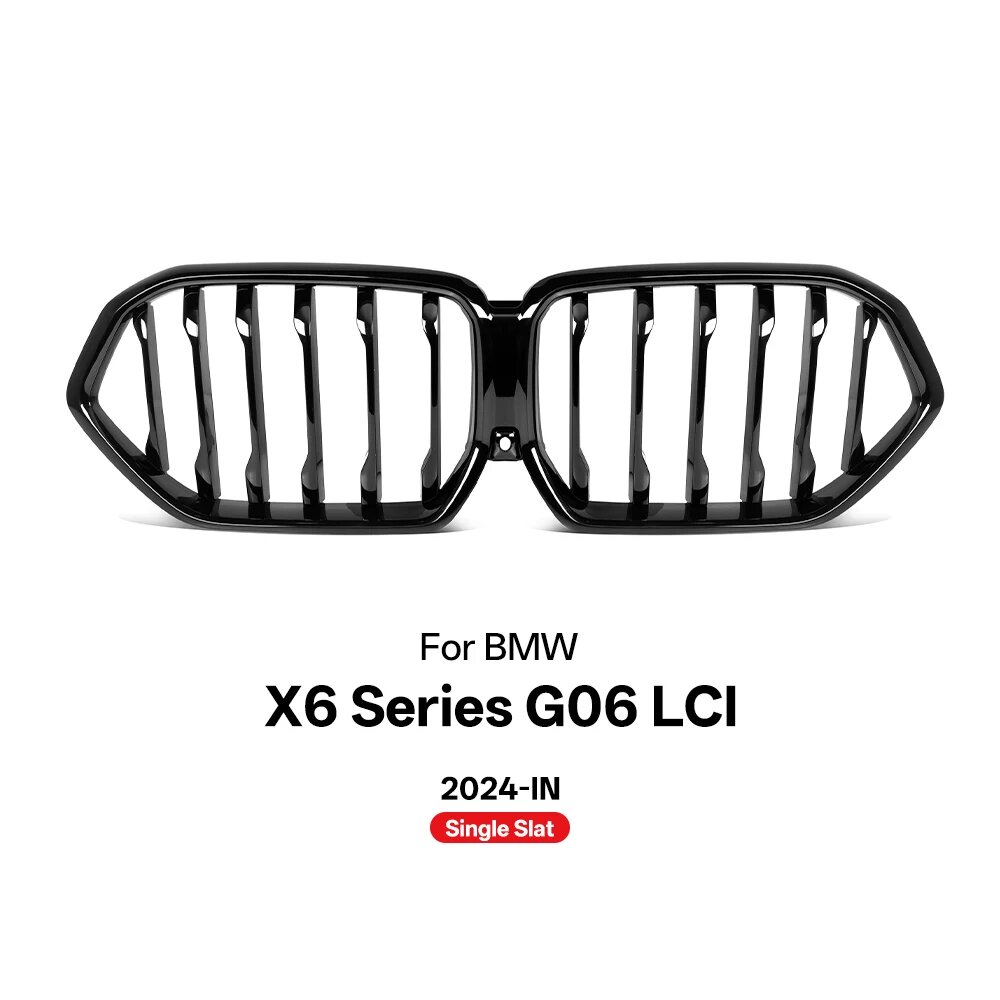 Передняя решетка бампера с двойной планкой, решетки радиатора для BMW X6 G06 LCI Single Slat