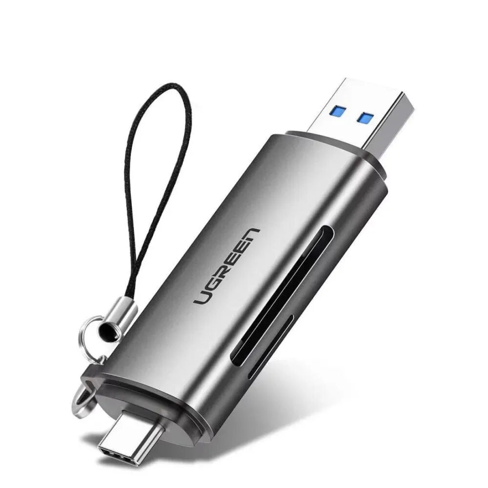 Кардридер UGREEN CM185 (50706) USB-C/USB-A Card Reader. серый 50706_