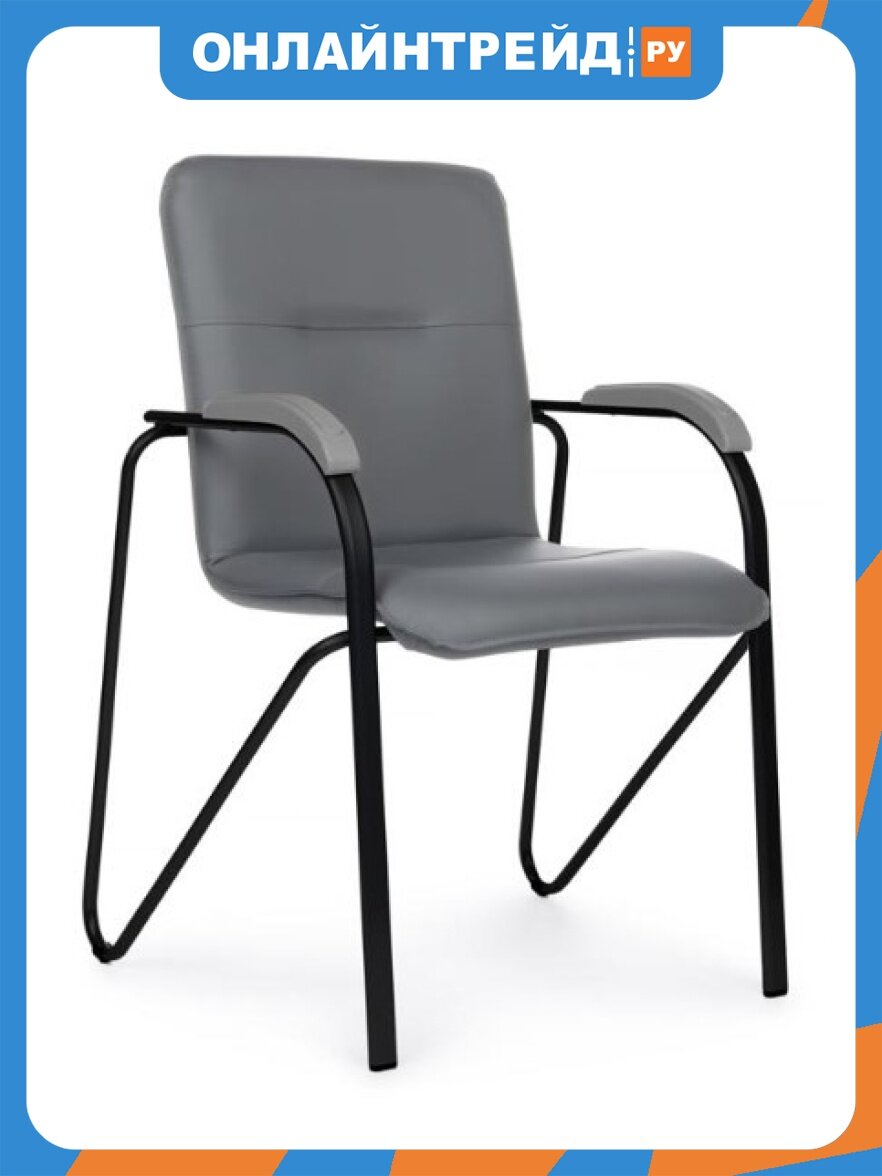 Стул Riva Chair Самба с пластиковыми подлокотниками SMB-03 Серый/Металл Черный