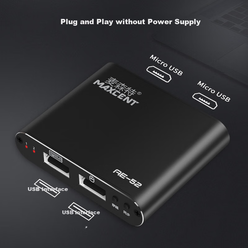 MAXCENT 2-портовый USB KVM коммутатор для совместного использования клавиатуры и мыши с вертикальным переключением