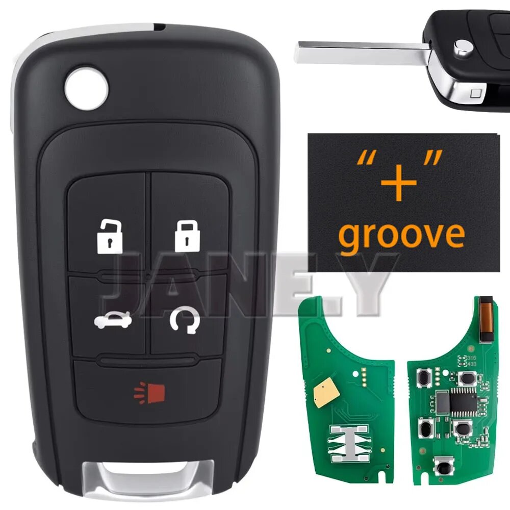 Складной ключ-пульт для автомобилей Buick Encore, Chevrolet Cruze, Spark, Malibu, Aveo, Sail, Trax, 315 МГц, 433 МГц, чип ID46, смарт-ключ