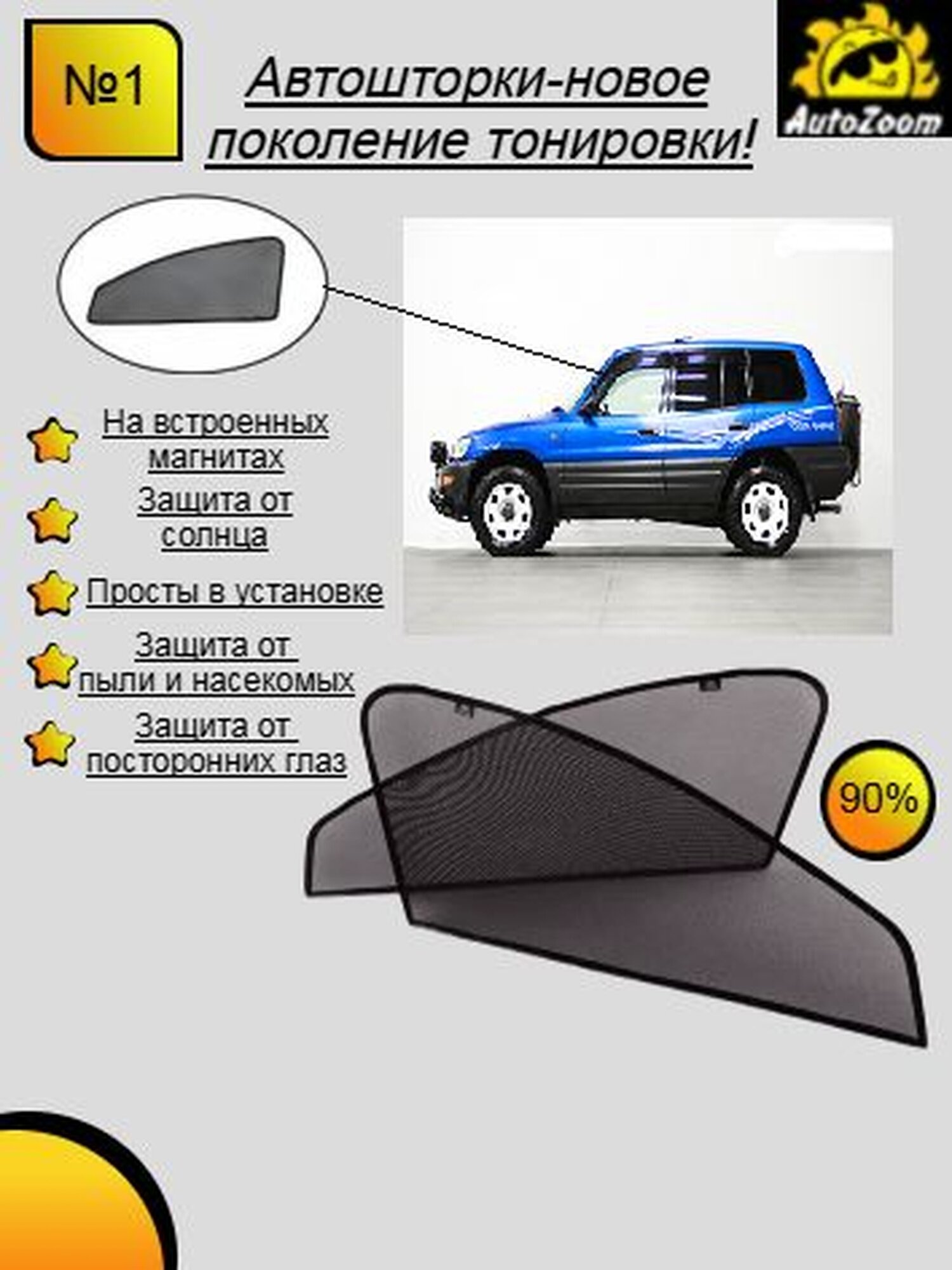 Автошторки магнитные для Toyota RAV4 I (XA10) (1994-2000), на передние двери 2 шт