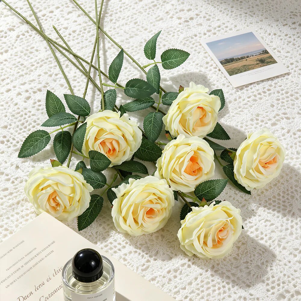 Искусственные розы из шелка, 50 см, 5/10 шт. 10Pcs, Желтый, Yellow