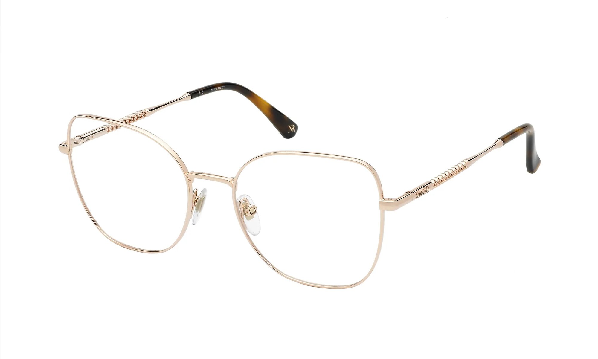 Оправа NINA RICCI VNR 341 col.08FC, форма бабочка, золотистый цвет, флексы, с футляром и салфеткой