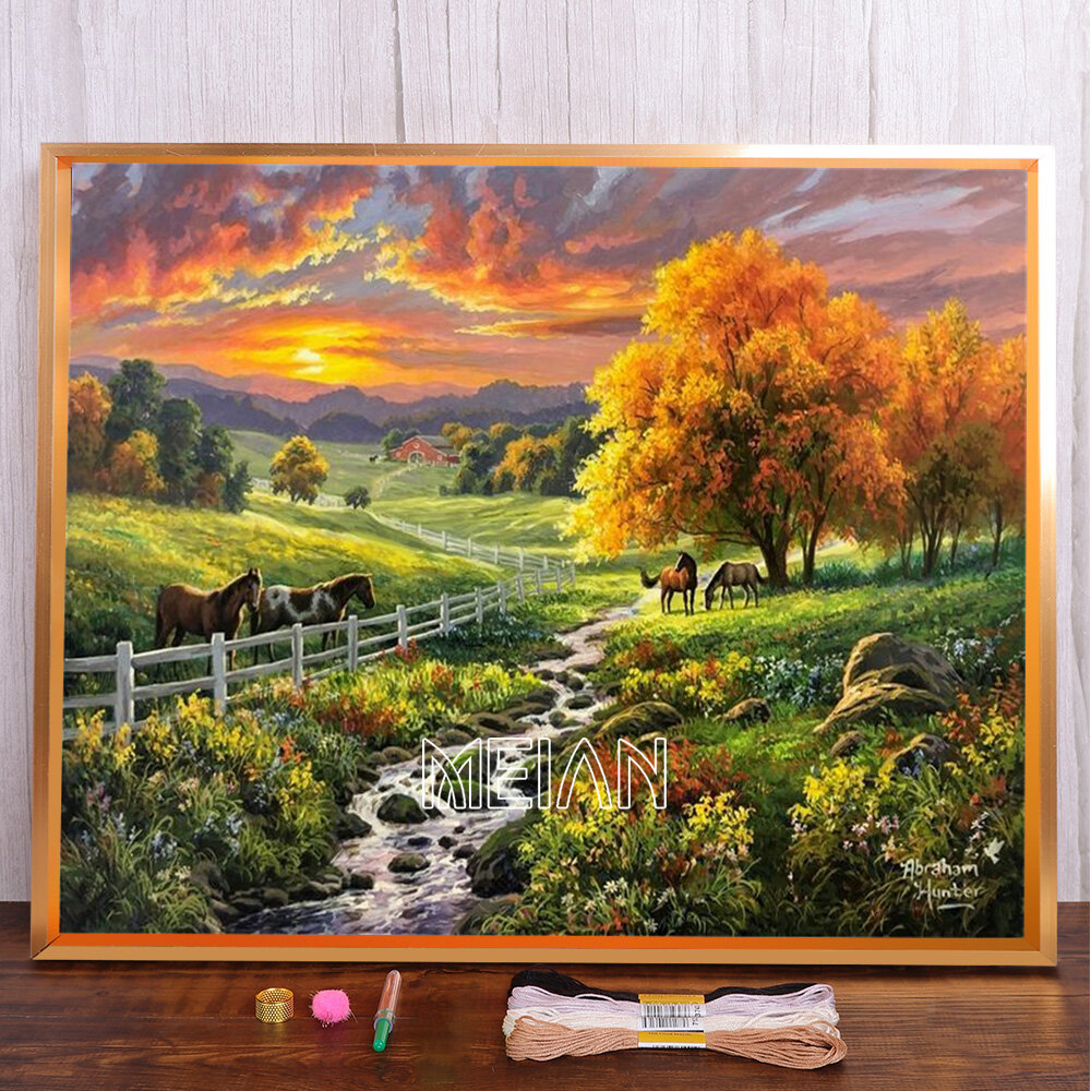 MEIAN Набор для вышивания,30x40CM,11CT,40 цветов