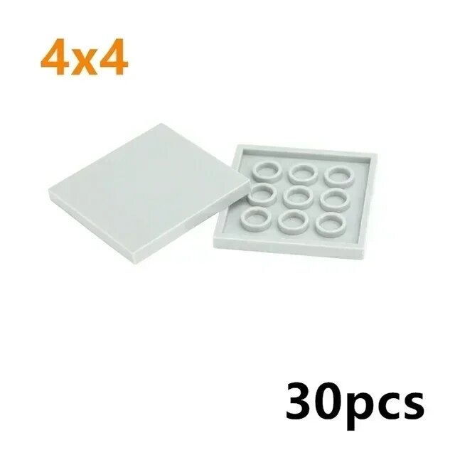 Леду блочные конструкторы кирпичики гладкие Белый, 4x4-Lightgray 30pcs