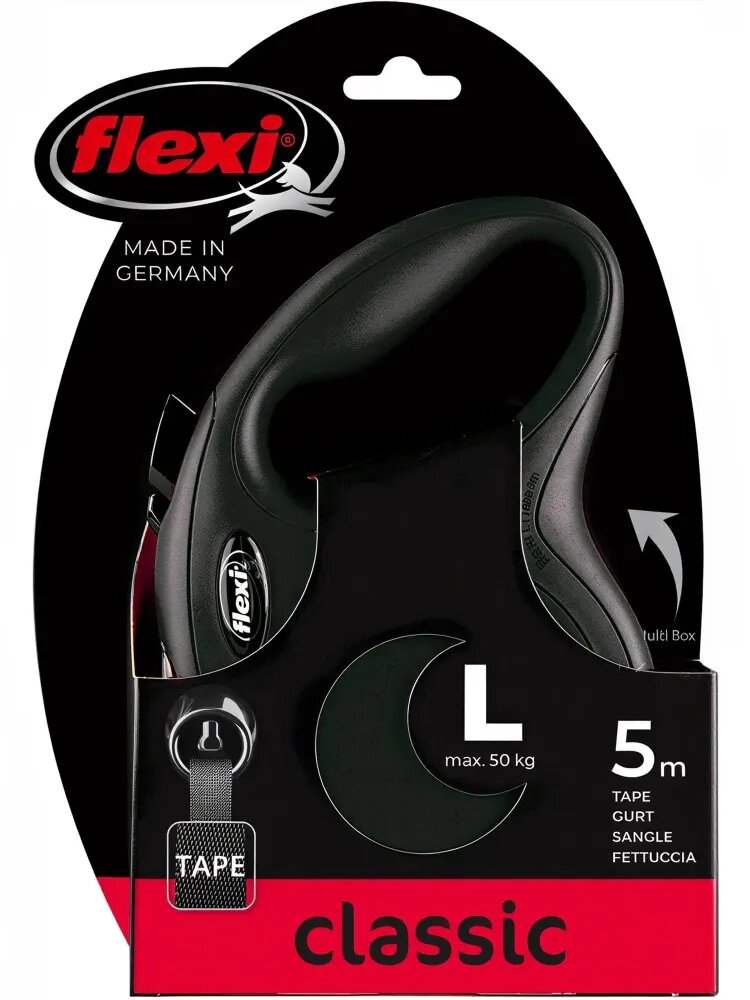 Поводок рулетка для собак Flexi Classic лента L 5м до 50кг. лента