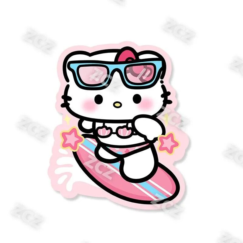 Наклейка-освежитель для туалета среднего размера с рисунком Hello Kitty на скейтборде