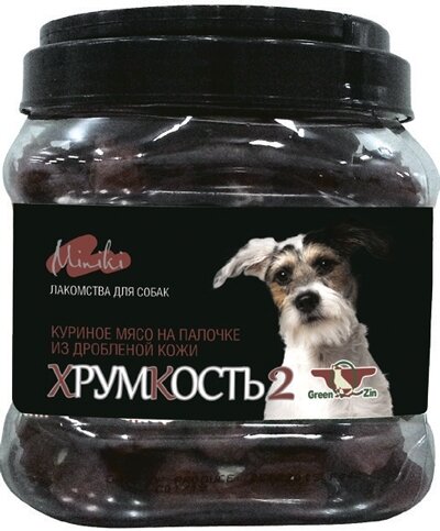 Green Qzin Лакомство для собак Miniki Хрумкость 2 сушеные гантельки с курицей 350г
