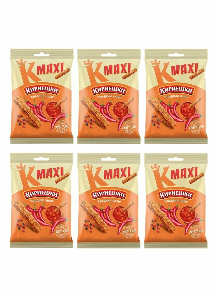 Кириешки Сухарики Maxi со вкусом сладкого чили, 60 гр, 6 уп