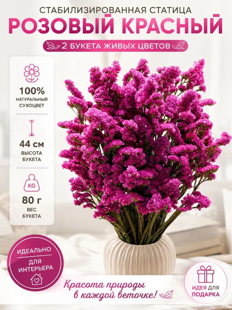 Сухоцветы Незабудка, 44 см, 80 гр, 15 шт