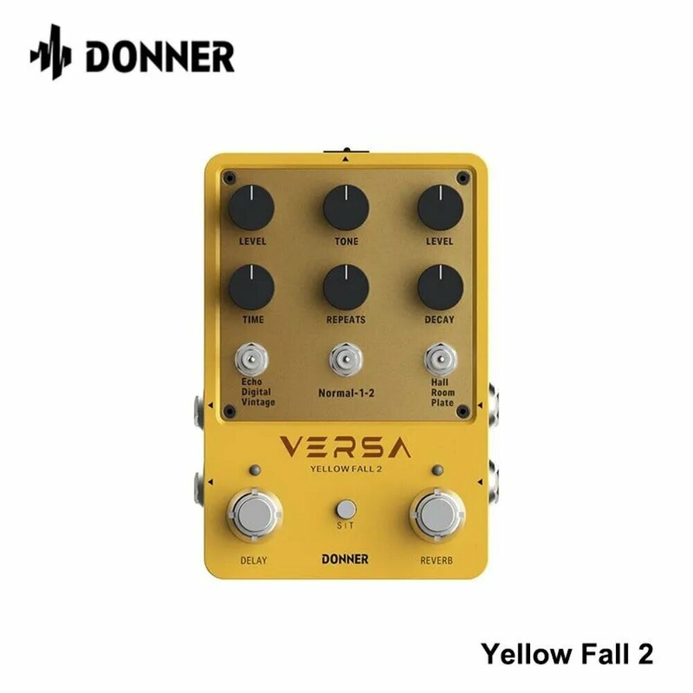 Педаль Donner Yellow Fall 2 Guitar Reverb & Delay, 2 в 1 с функцией Tap Tempo