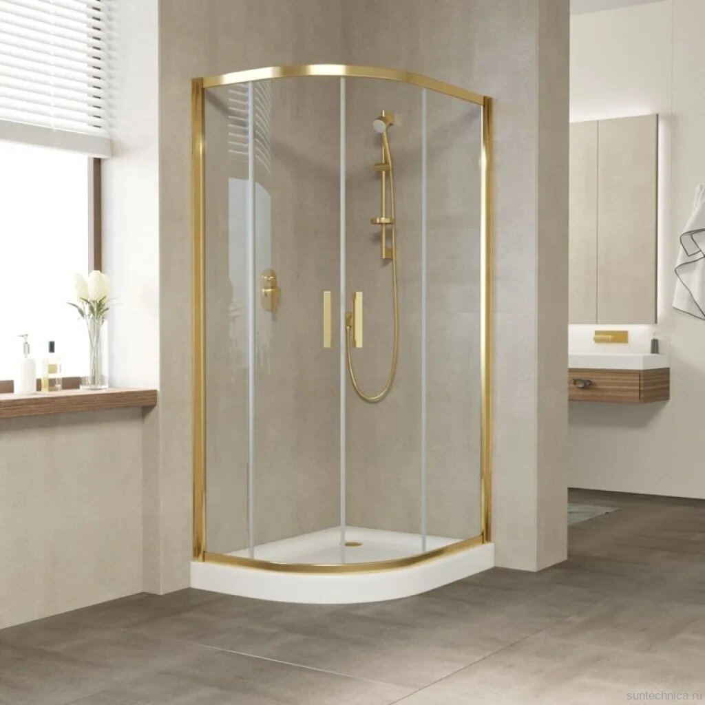 Душевой уголок Vegas Glass ZS-F Tur Novo 120*110 09 01 профиль золото, стекло прозрачное