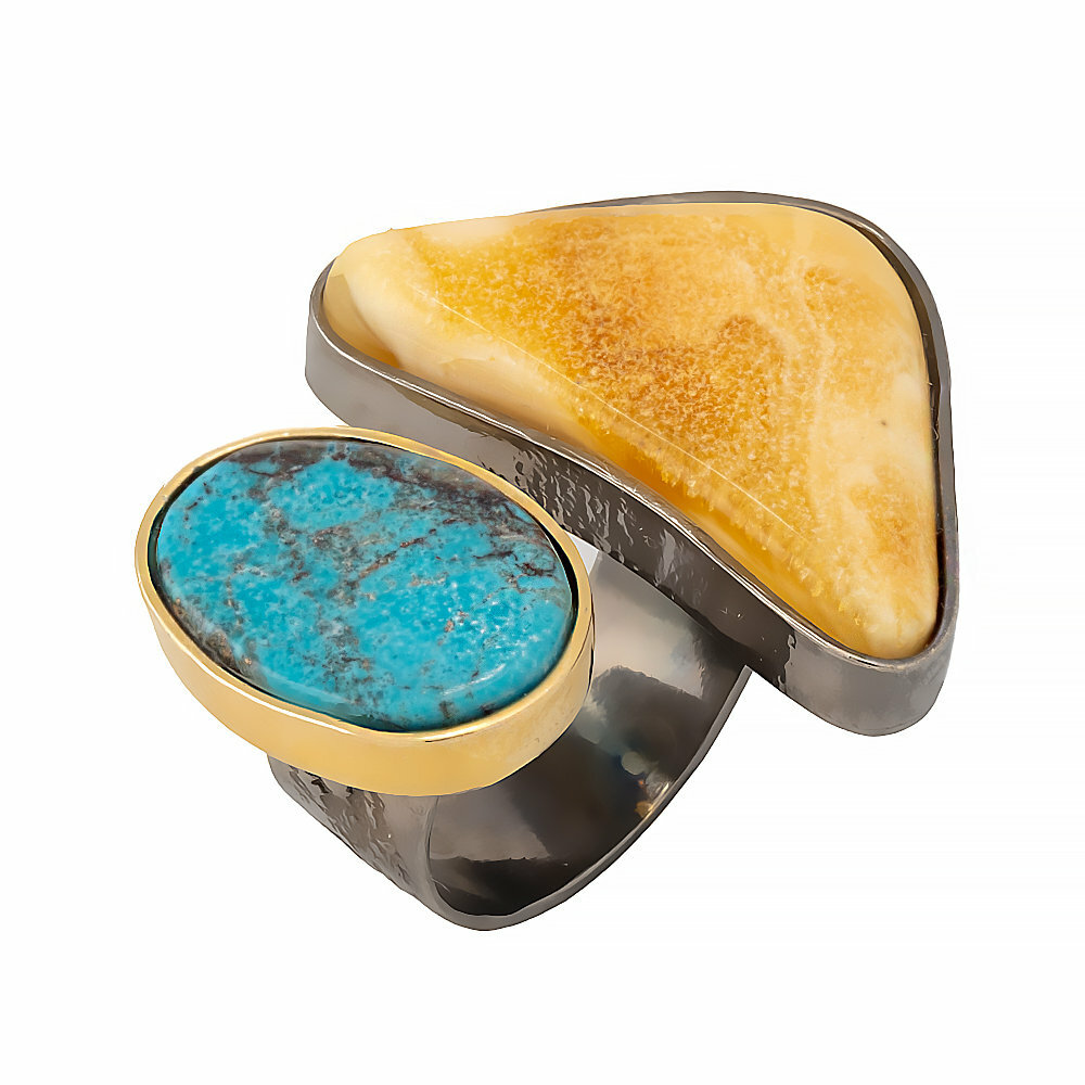 Кольцо, серебро, 925 проба, родирование, янтарь